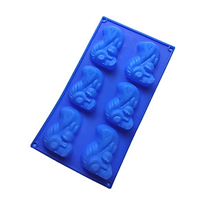 Allforhome 6 Cavities Squirrel Silicone Cake Pans Muffin Cups Handmade Soap Molds Biscuit Chocolate Cake Baking Molds