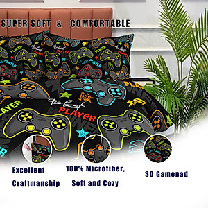 NINENINE Gaming Comforter Twin Bedding Sets for Boys Teens Kids,Gamepad Gamer Bedding Set Game Contoller Video Game Comforter Set-Includes 1 Comforter with Matching Pillowcase