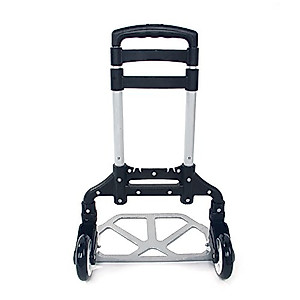 Aluminium Portable Folding Collapsible Push Truck,Hand Trolley Luggage Hand Cart and Dolly 165.35 lbs (75kg) for Home, Auto, Office,Travel Use (Black)