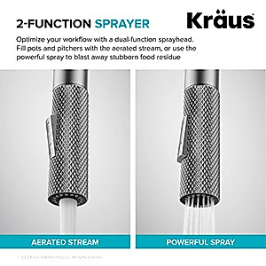 KRAUS Urbix Industrial Pull-Down Single Handle Kitchen Faucet in Spot-Free Stainless Steel, KPF-3126SFS