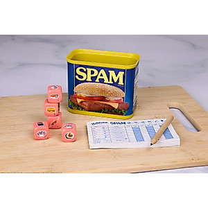 YAHTZEE Spam Brand | Collectible Yahtzee Game as Iconic Spam Can with Custom Dice | Dice Featuring Fried Spam, Spam Musubi, Spam Fries | Travel Yahtzee Game & Dice Game