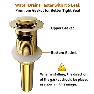 Bathroom Sink Drain Gold, Angle Simple Brass Pop Up Drain, Vanity Sink Stopper Drain Assembly, with Overflow