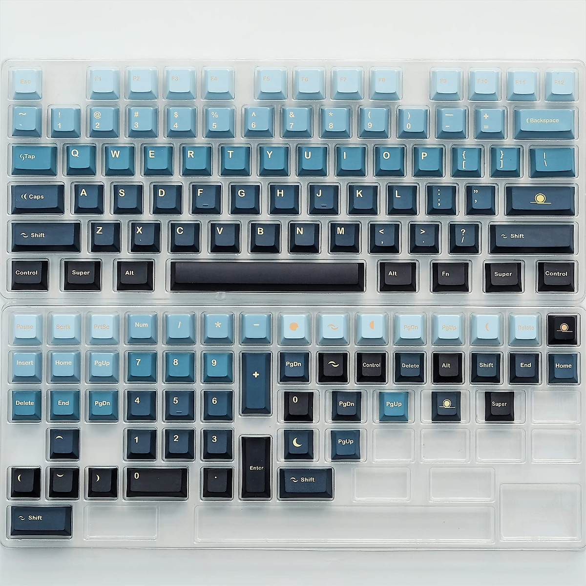 TOKEY Custom Keycaps-129 Keys Full Kit Set, Cherry Profile, PBT Dye Sublimation Non-Backlight US ANSI Layout Keycaps, for Cherry MX Gateron Kailh Box Switches Mechanical Gaming Keyboards(Moonrise)