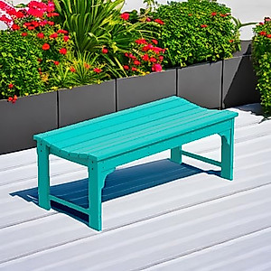 WO Home Furniture 48" Modern Backless Bench, HDPE Plastic, Turquoise