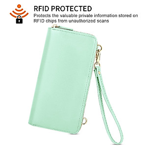 nuoku Wallet for Women Credit Card Holder Cell Phone Purse Sofa PU Leather Wallet with RFID Blocking Clutch Wristlet