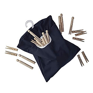 HOME-X Cat-Shaped Bag Clips for Chips, Kitchen and Laundry, 1.75”L x 1.5” W, Set of 6 and Canvas Clothespin Storage Bag with an Easy to Use Opening-11 x14-Black