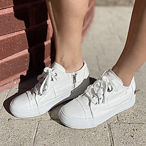 JENN ARDOR Wedge Sneakers for Women Canvas Casual Platform Shoes Fashion Hidden Wedges Lace Up Sneaker Non Slip Side Zipper