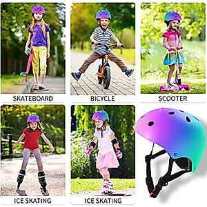 JeeFree Adjustable Gradient Color Skateboard Helmet for 3-5-8-14+Ages【Toddler Kids Youth Adult】 Girls Boys Woman.Bike Helmet for Multi-Sports Cycling Bicycle Scooter Inline Roller Skate Rollerblading