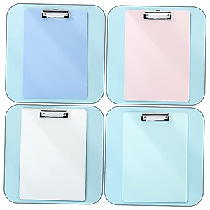 Tofficu 4 Pcs Writing pad exam Paper Clips Pencil Sketch Hand Support Paper folders Office folders a4 Document Holder Conference Note pad Plastic Writing Board Office Clip Boards Letter