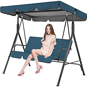 Patio Swing Canopy Waterproof Top Cover Set,210D Oxford Cloth Canopy Cover Universal Garden Swing Seat Canopy Replacement for Garden Patio