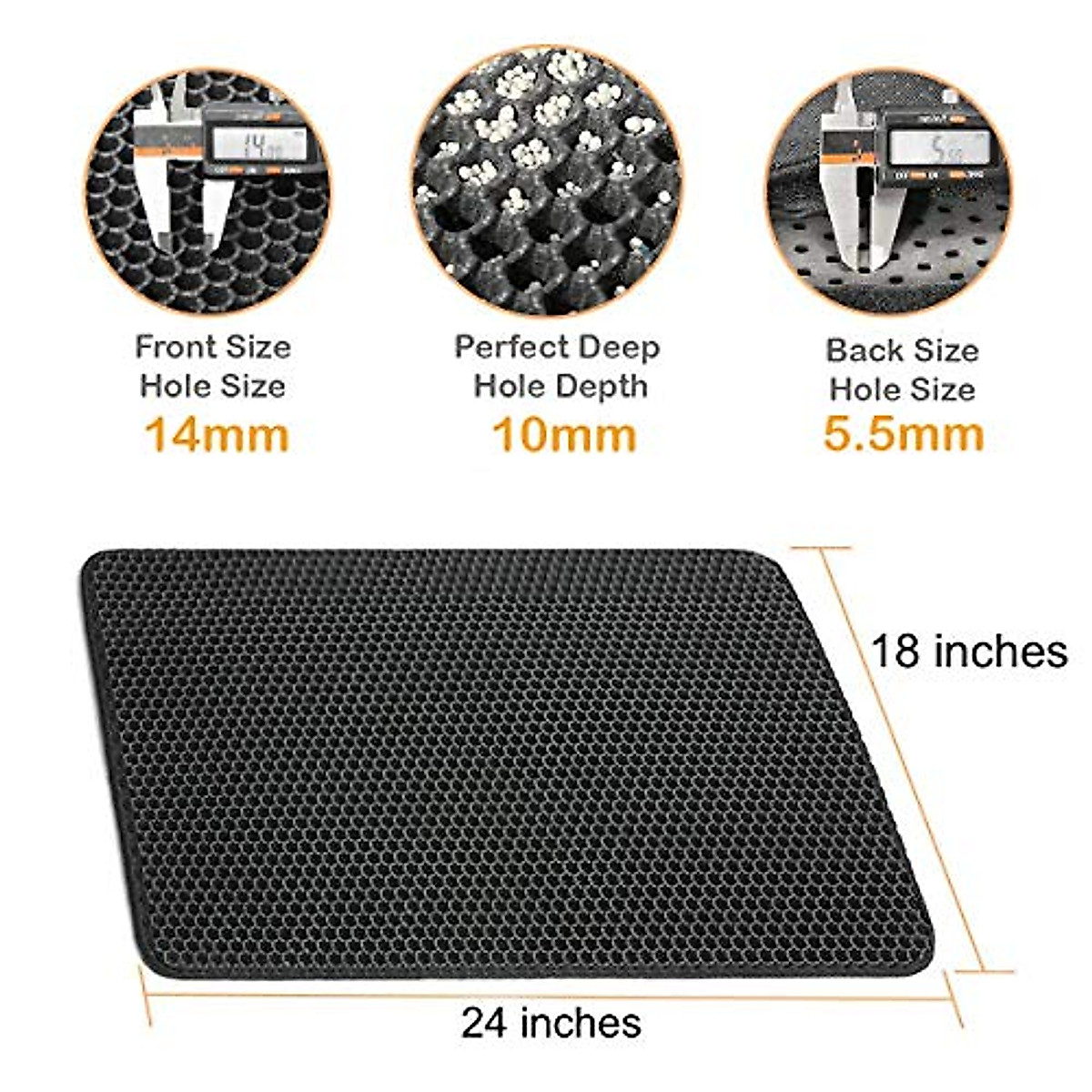 Topcovos Cat Litter Mat, Litter Mat Double Layer Honeycomb Trapping Mat, Easy Clean Litter Box Mat EVA Phthalate Free Kitty Litter Mat