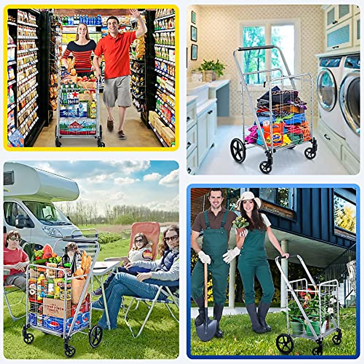 Jumbo Folding Shopping Cart - Versatile 156L Utility Cart for Groceries