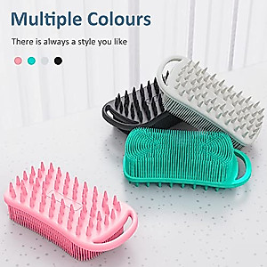 Silicone Body Scrubber, Elfrhino Shower Brush for Gentle Scrub Skin Exfoliation, Lathers well, More Hygienic, Gentle Massage with Silicone Loofah for Use in Shower to Improve Cellulite Black