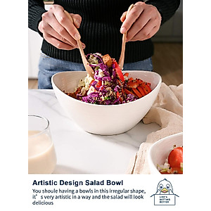 LE TAUCI Salad Bowls 44 Ounce, Ceramic Kitchen Serving Bowl Sets for Pasta, Cereal, Popcorn, Snack, Oven Dishwasher & Microwave Safe - 8.5 inch, Set of 4, White