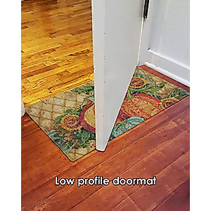 Toland Home Garden 800459 Boho Pumpkins Fall Door Mat 18x30 Inch Sunflower Outdoor Doormat for Entryway Indoor Entrance