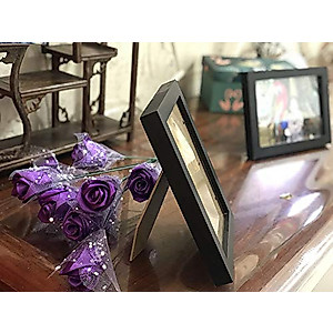 Sherbo 5x7 Wooden Picture Frames Set of 2 Display Pictures With Mat And Acrylic Sheet Clear Cast Plexiglass for wall decor table and Wall Mounting Photo Frames,Black (2, 5x7)