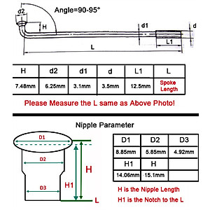 10G Spokes Motorcycle 3.12mm Diameter Spokes Galvanized Finish Electric Bike Spokes Length 60-310mm Custom Bike Spokes (Color : 132mm)