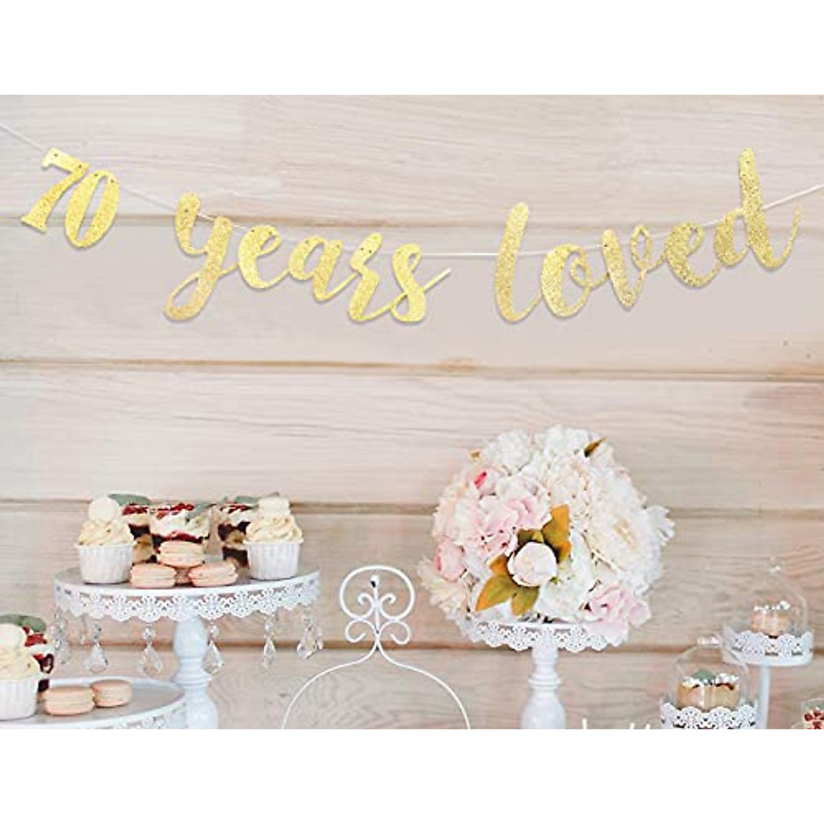 Gold Glitter 70 Years Loved Banner - 70th Birthday Banner for Women/men,happy 70th Birthday Banner,70th Mom/daddy Birthday Party Decoration Banner,70th Wedding Anniversary Banner