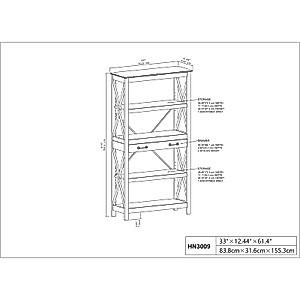 Saint Birch Honduras Engineered Wood Four-Shelf Bookcase in Washed Gray