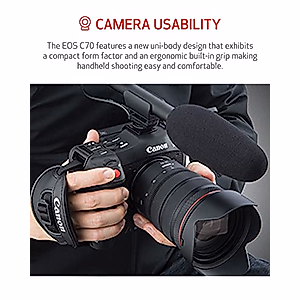 Canon EOS C70 Cinema Camera RF Mount - EF Lens Compatibility w/EF-EOS R 0.71x Adapter - 16+ Stops Dynamic Range - ND Filters - RAW Internal Recording - CMOS AF - Face Eye Detection, Subject Tracking