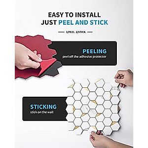 Art3d 10-Sheet Peel and Stick Backsplash for Kitchen Décor, Self-Adhesive Tile Hexagon Mosaic Tiles