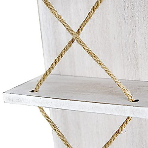 Elegant Designs HG1019-WWH Positano Nautical Rope 4 Bottle Vertical Wall Mounted Wood Wine Rack, White Wash