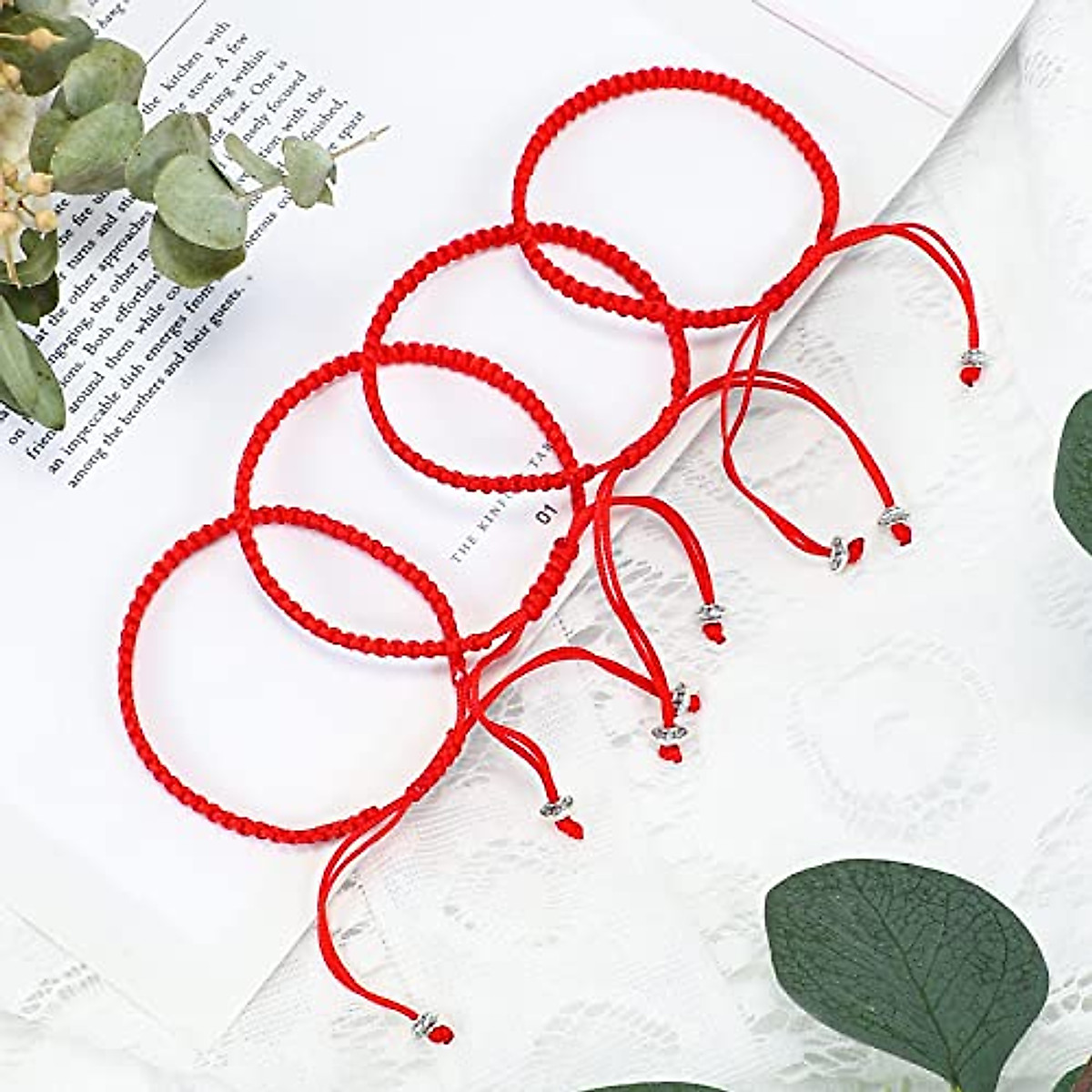 20 Pcs Red Bracelet Protection Good Luck Red Cord Bracelet Red String of Fate Bracelet Adjustable Knot Kabbalah Rope Bracelet Matching Braided Bracelet for Lover Couple Friend Women Men (Simple Style)
