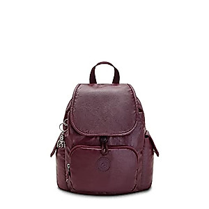 Kipling Women's City Pack Mini Backpack, Lightweight Versatile Daypack, School Bag, Burgundy Lacq, 10.75''L x 11.5''H x 5.5''D