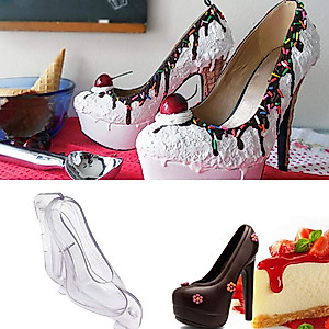 High Heel Shoe Mold, 3D Chocolate Heel Mold with 3 clips for DIY Cake Pastry Decoration Jelly Candy Fondant Molds Baking Tool