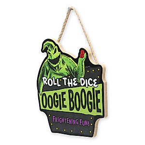 Disney The Nightmare Before Christmas Roll The Dice Oogie Boogie Hanging Wood Wall Decor - Spooky Oogie Boogie Sign for Halloween