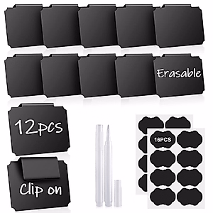 12PCS Basket Labels, Premium Bin Basket Labels Clip On, Pantry Basket Labels Tags for Storage Bins Fabric Cubes Wicker Organization