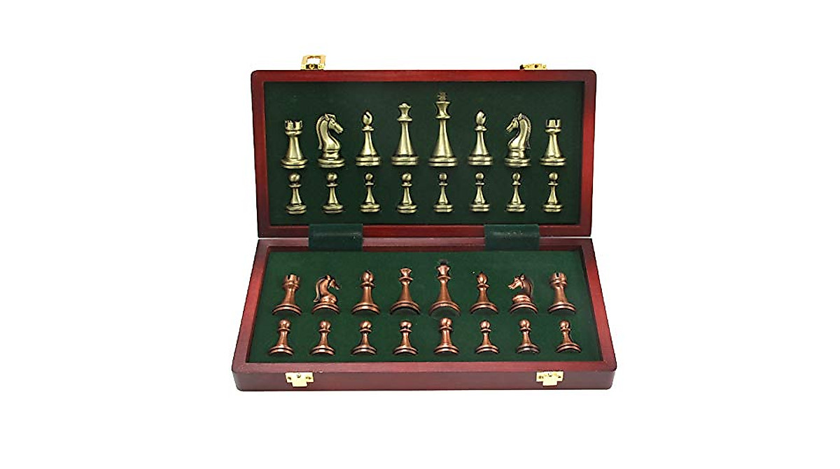 Deluxe Copper-Plated Metal Chess Set - Portable & Stylish