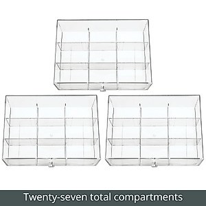 mDesign Plastic Tea Bag Caddy Box Storage Container Organizer Holder with 3 Drawers - for Kitchen Pantry, Cabinet, Countertop - Holds Coffee, Sugar Packets, Drink Pods - Clear