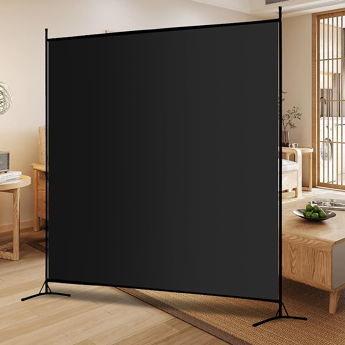 Carivia Single Large Panel Room Divider, 6 Ft Tall Privacy Screen Room Divider,Freestanding Room Partition Wall Divider,Lightweight Room Divider Screen for Home Office,69''W x 70''H, Black