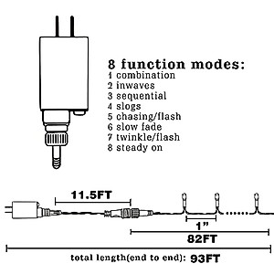 Dazzle Bright Multi-Colored 82ft 1000 LED Christmas String Lights + 360 LED 12FT x 5 FT Christmas Net Lights