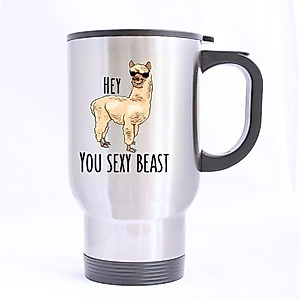 You Sexy Beast Cute Alpaca Llama Gift for Boyfriend/girlfriend- Funny Travel Mug 14oz Coffee Mugs or Tea Cup Cool Birthday/christmas Gifts for Men,women,him,boys and Girls
