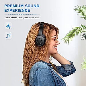 Bluetooth Headphones with Microphone, Over-Ear Wireless Bluetooth Headset with BT 5.0 USB Dongle, Active Noise Cancelling, Rechargeable, Hands-Free Calls, 80H Playtime for PC/Computer/Laptop/Cellphone