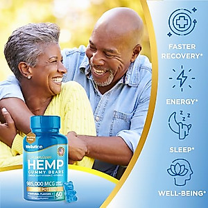 WELLUTION Hemp Gummies 985,000 High Potency - Fruity Gummy Bear with Hemp Oil. Natural Hemp Candy Supplements - Nutritional Value & Great Taste