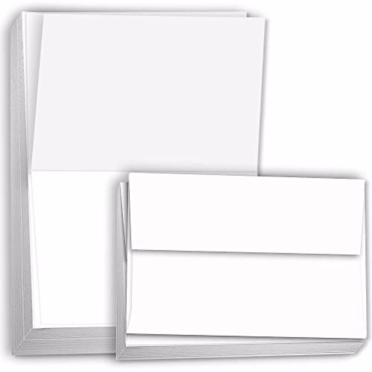 Hamilco Card Stock Folded Blank Cards with Envelopes 5 1/2 x 8 1/2" - Scored White Cardstock Paper 80lb Cover - 100 Pack