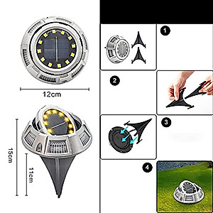 inBEKEA 1 Pcs Solar Underground Light Solar Buried Inground Light Outdoor Floor Lamp IP65, Waterproof for Courtyard Lawn Tile Garden (Warmes Licht + Buntes Licht)