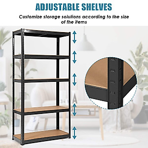 Giantex Storage Rack Shelving Unit Storage Shelf Steel Garage Utility Rack 5-Shelf Adjustable Shelves Heavy Duty Display Stand for Books, Kitchenware, Tools Bolt-Free Assembly 36"x 16"x 72” (1)