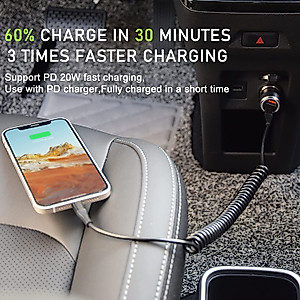 ANDNOVA Coiled USB C to Lightning Cable, Type C to Lightning [MFi Certified] Fast Charging with iPhone 13/13 Mini 12 Pro Max/12/11 Pro/X/XR/XS Max/8/8 Plus, Supports Power Delivery