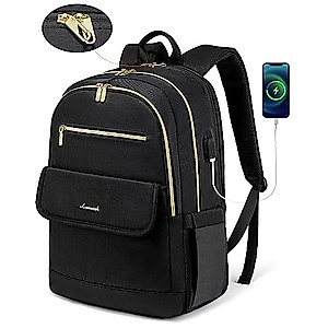 LOVEVOOK Laptop Backpack for Women,15.6 Inch Fashion Travel Backpack,Large Capacity Backpack Purse with USB,Water-resistant fits College Work Business Travel （Black）