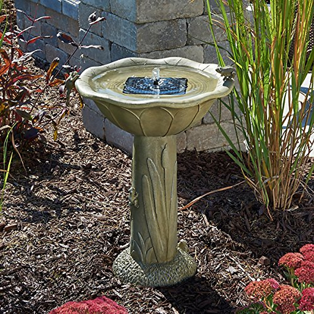 SmartSolar 20633R01 Solar Birdbath, Medium, Olive Green
