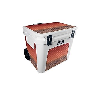 MightySkins Carbon Fiber Skin Compatible with Yeti Roadie 60 Wheeled Cooler - Red Horizon | Protective, Durable Textured Carbon Fiber Finish | Easy to Apply and Change Style | Made in The USA