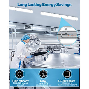 Sunco 4ft LED Vapor Tight Light Indoor Fixture Proof for Shop Light Garage, Car Wash, Workshop, Warehouse, 7000 Lumens, 3500K/4000K/5000K Selectable, 38W/46W/54W Selectable, Dimmable - ETL