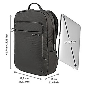 TUCANO LUP Ultraslim light backpack durable technical fabric for 15.6 in laptops, MacBook Pro 16 in - Black