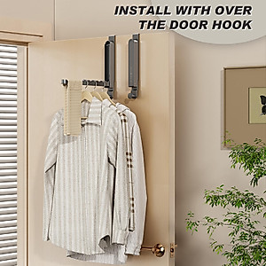 SAYIHEXIHE Over The Door Collapsible Drying Racks for Laundry, Indoor Small Hanging Clothes Drying Rack, Portable and Foldable Rv Clothes Drying Rack, Over The Door Clothes Hanger Towel Rack,Grey