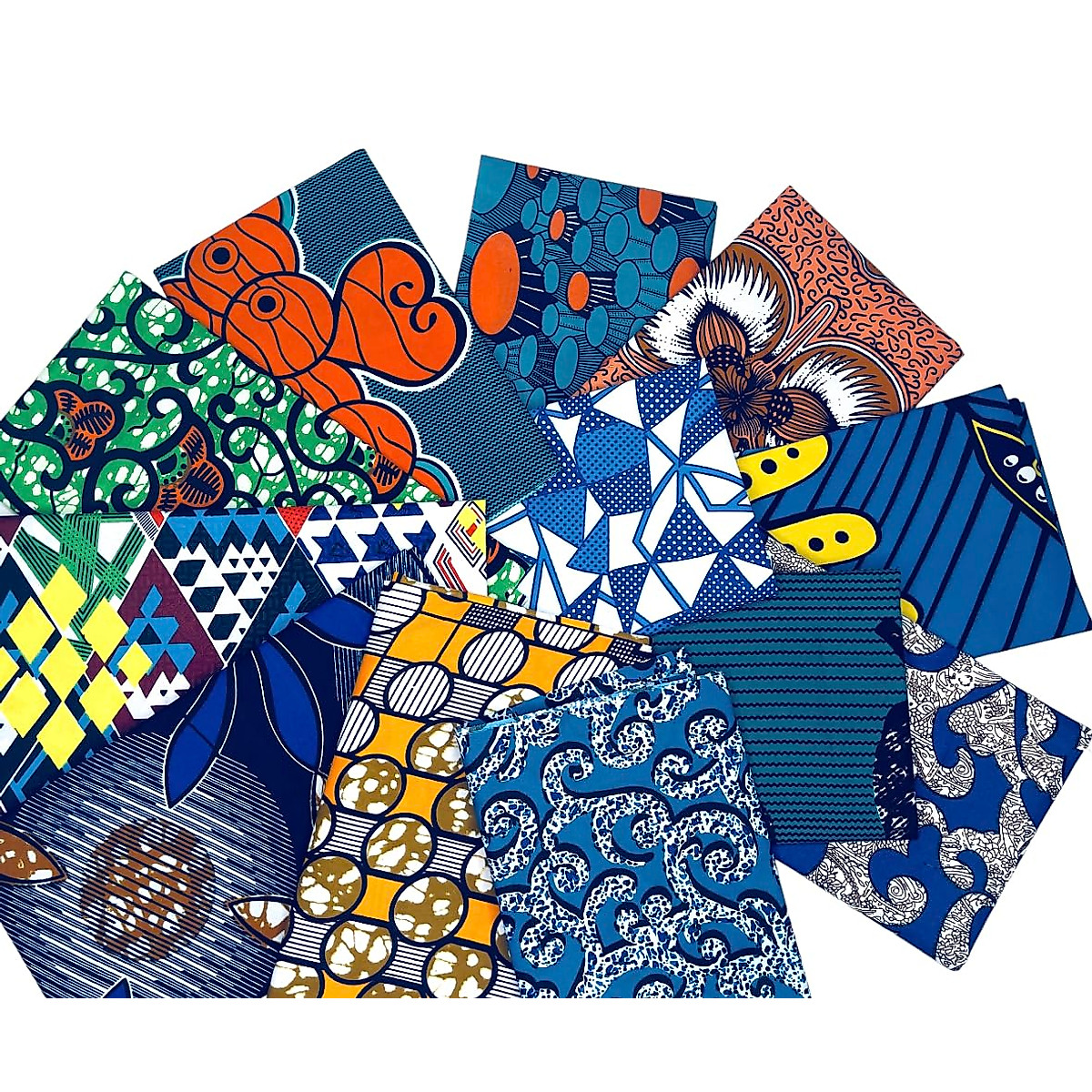 African Ankara Wax Print Fat Quarters Fabric for Small Projects, Craft and Patch Work DIY (20.5 x 16 Inches)