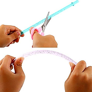 12 Pieces Reusable Plastic Straws Fit for Mason Jars, Tumblers, 9 Inches Glitter Sparkle Unbreakable Drinking Straw with 1 Cleaning Brush, BPA Free and Eco-friendly